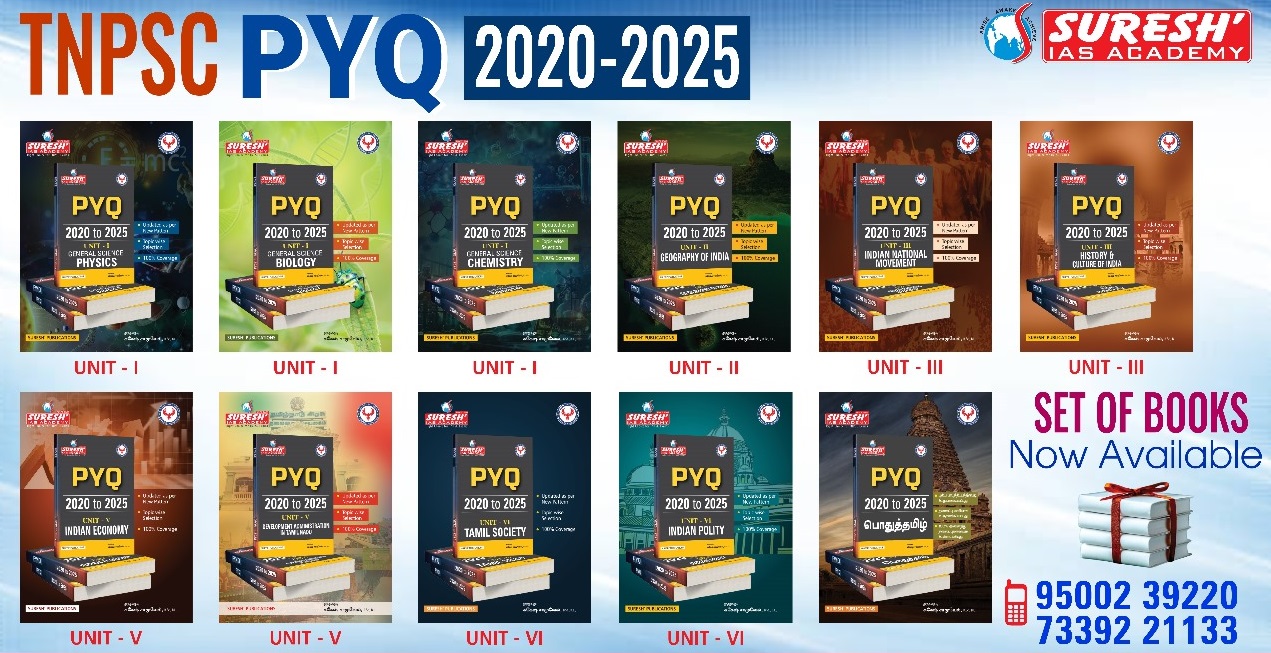 TNPSC PYQ SET OF 10 BOOKS (General studies only) Tam & Eng – Suresh IAS ...